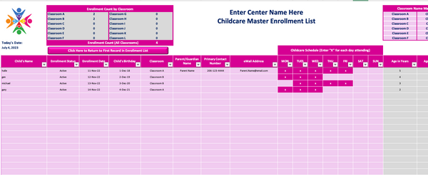 Childcare Enrollment Tracker – Admin For You