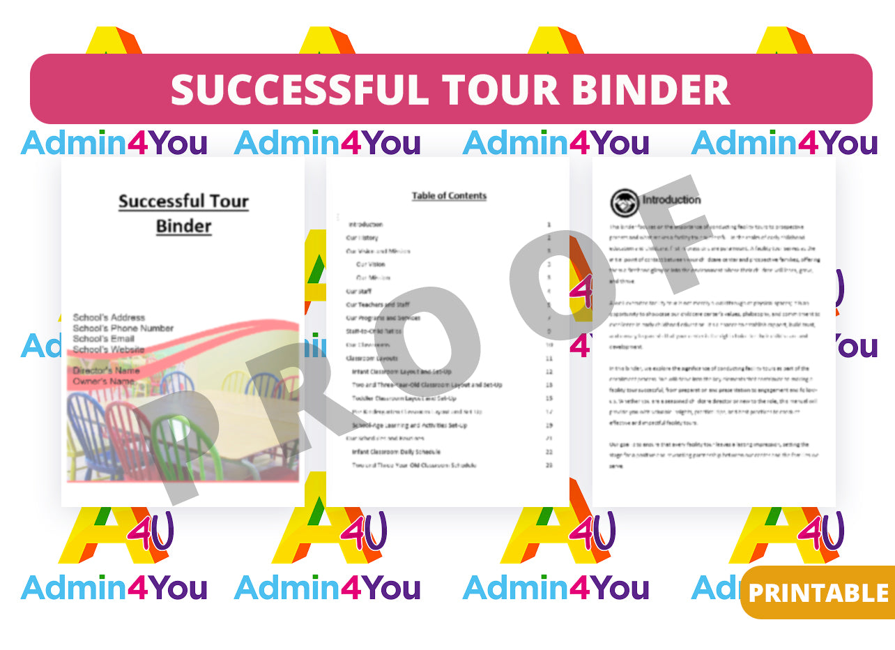 Childcare Successful Tour Binder – Admin For You