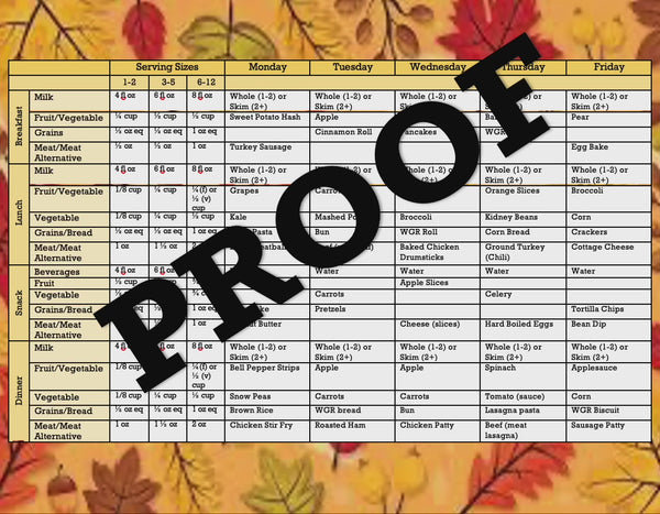 Fall CACFP Menus – Admin For You