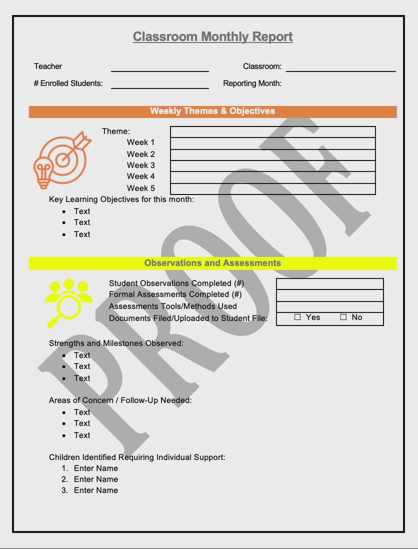 Classroom Monthly Reporting Tool (Word Template) – Admin For You
