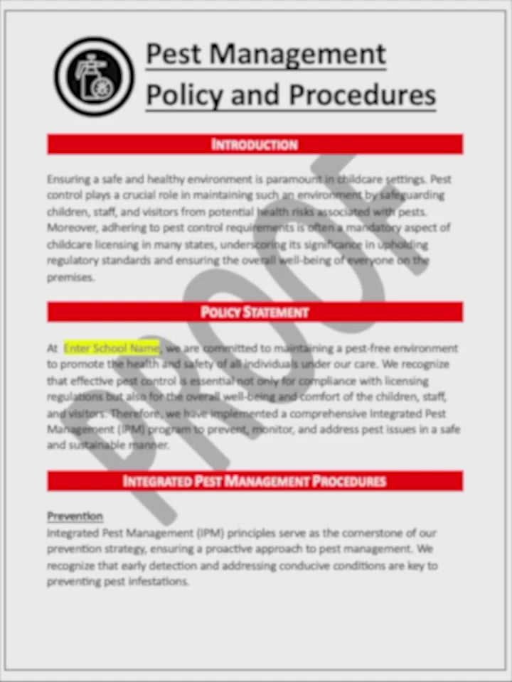 Pest Management Policy and Procedure – Admin For You