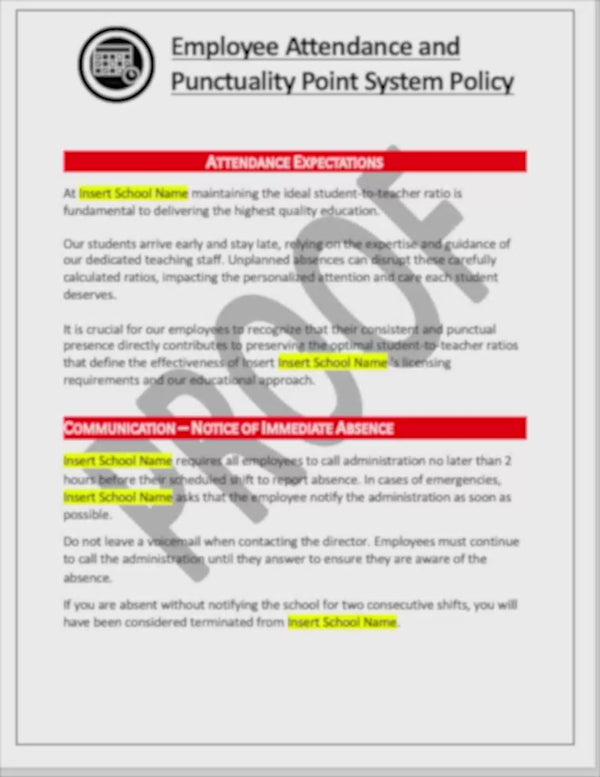 Employee Attendance and Punctuality Point System and Absence Tracker ...
