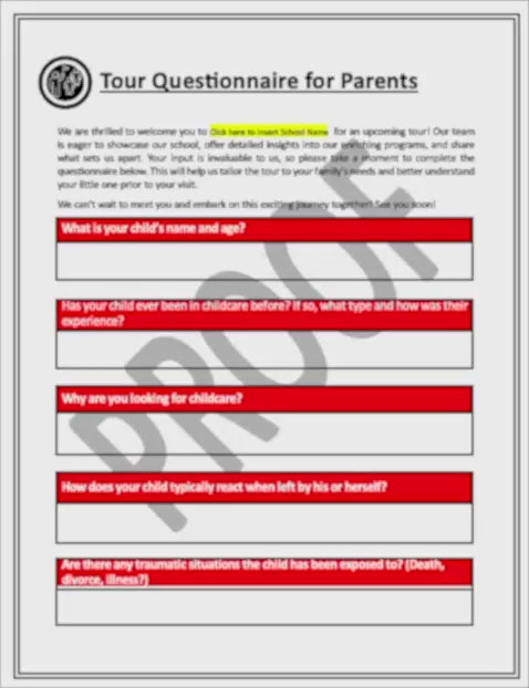 Tour Questionnaire for Parents, Guardians, and Families – Admin For You