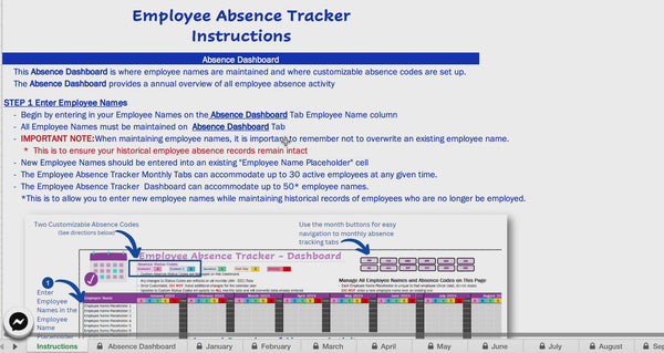 Employee Absence Tracker and Calendar - Track up to 30 Employees ...