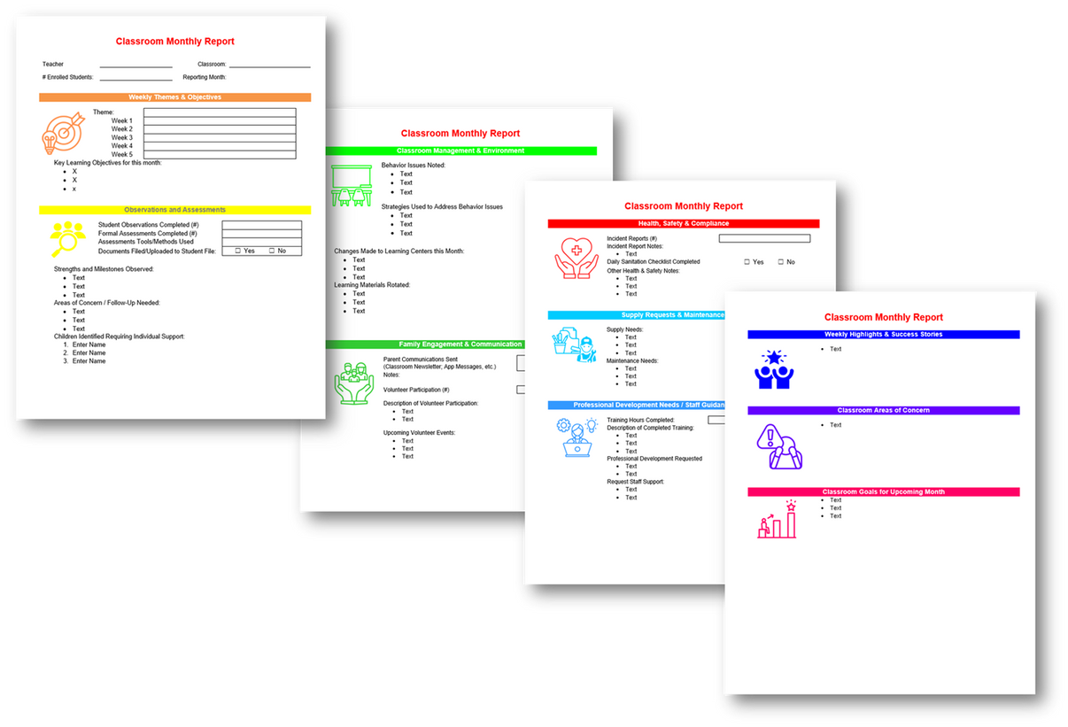 Classroom Monthly Reporting Tool (Word Template) – Admin For You